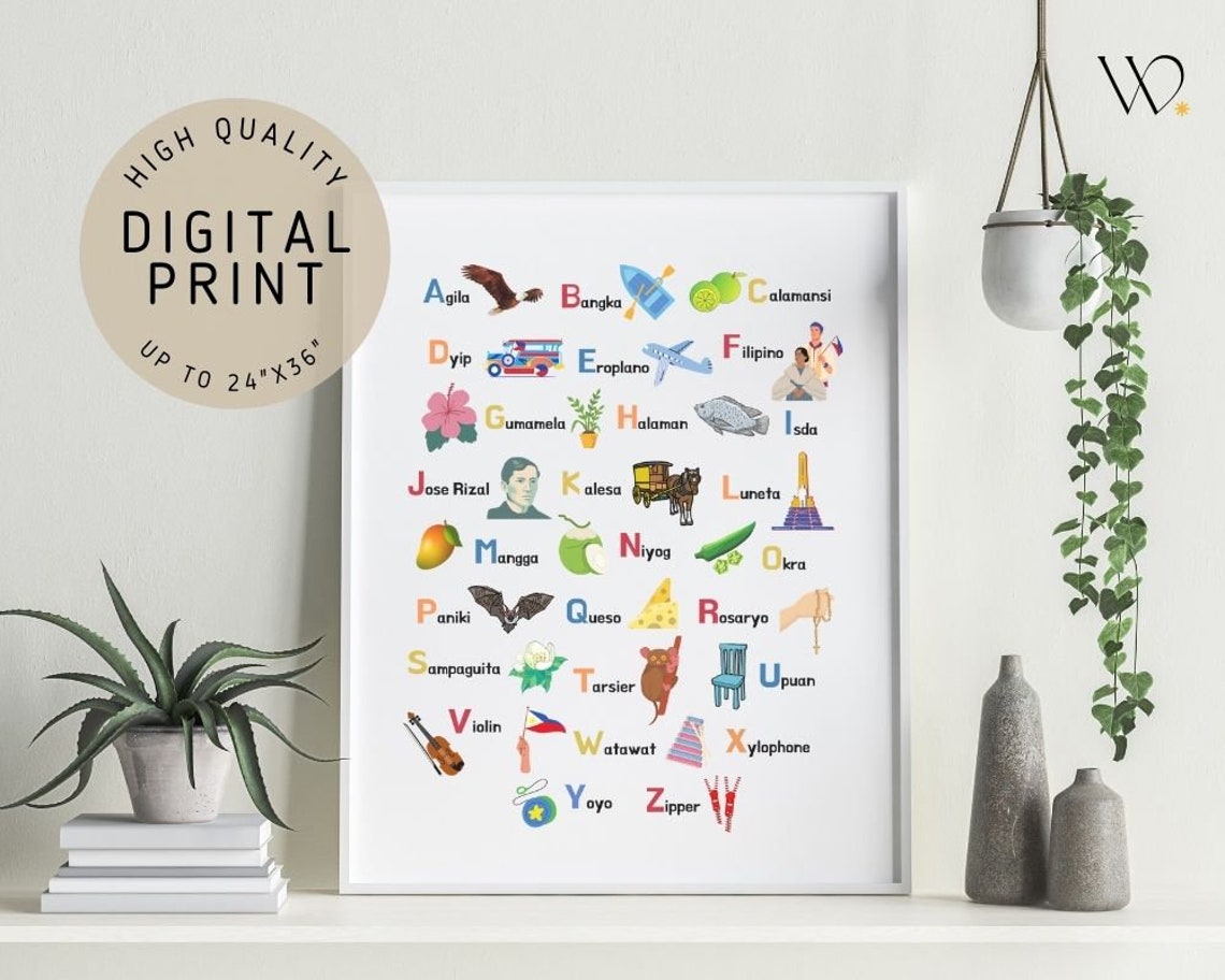 Filipino Alphabet Wall Art Printable, Filipino ABC Wall Art ...