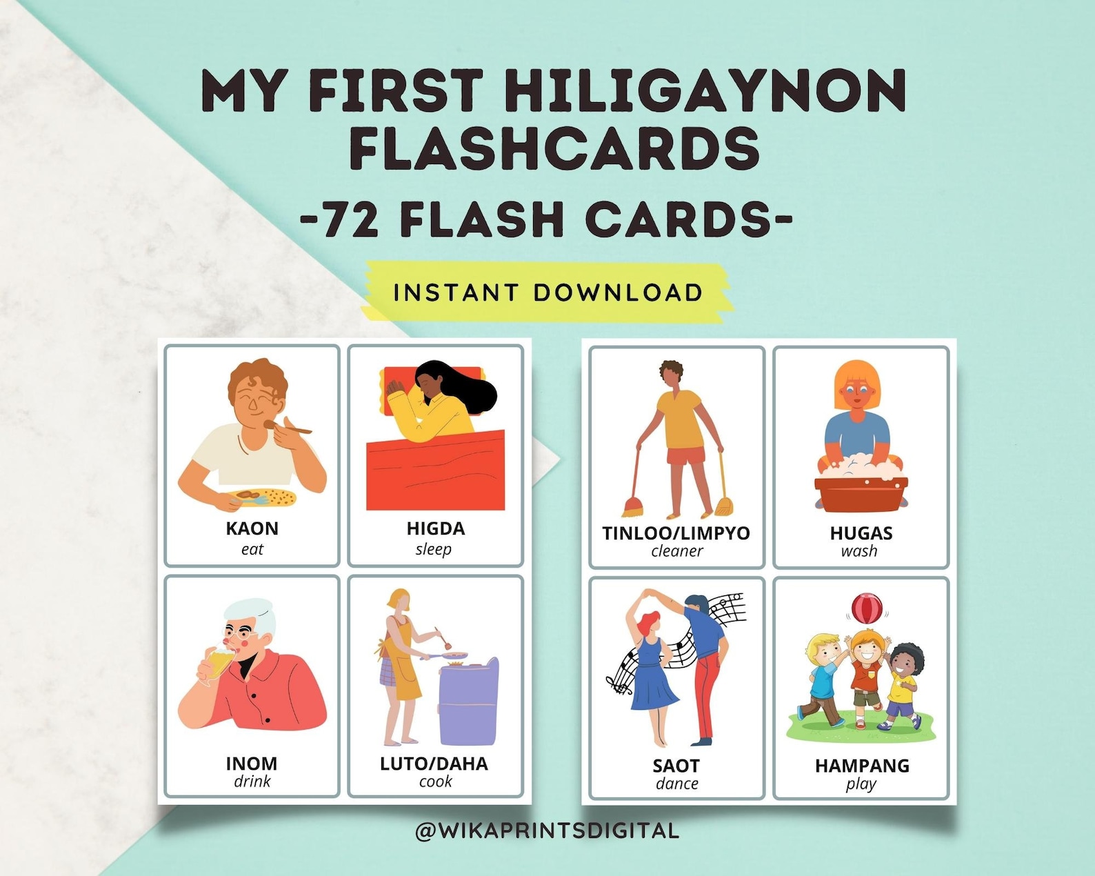 First Hiligaynon Words Flashcards (72 Cards) With English Translation ...