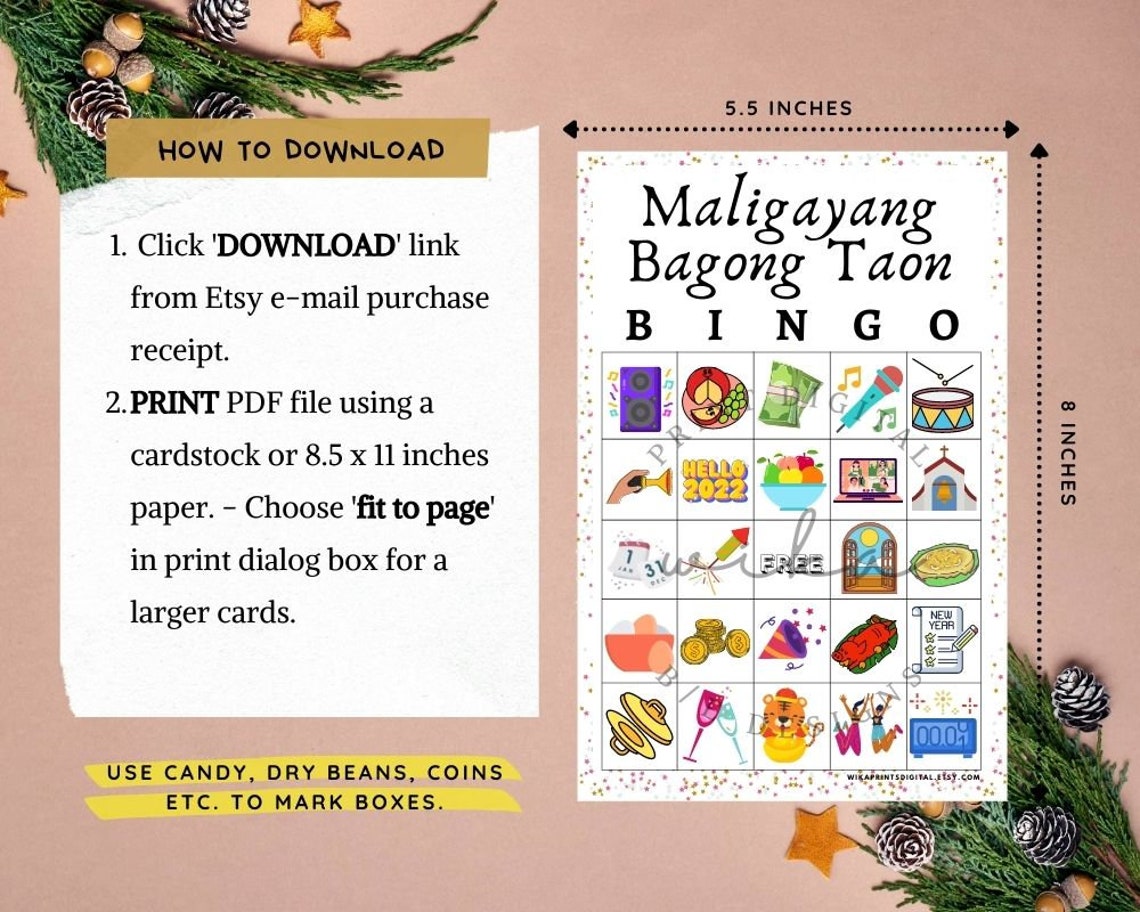 New Year Bingo 26 Cards Unique Filipino Tradition Images - Etsy