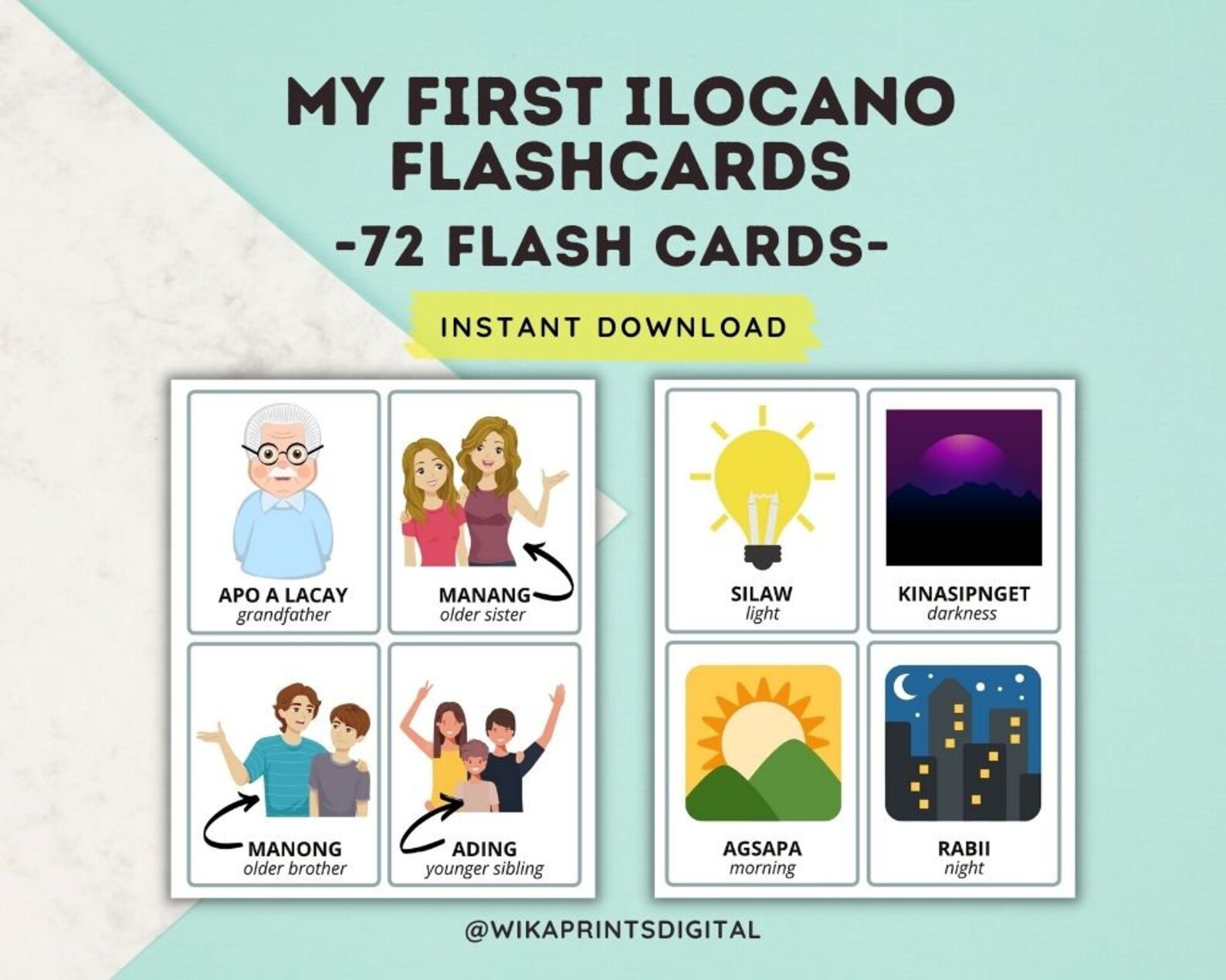 First Ilocano Words Flashcards 72 Cards W English Etsy First Ilocano Words Flashcards 72 Cards W English Etsy