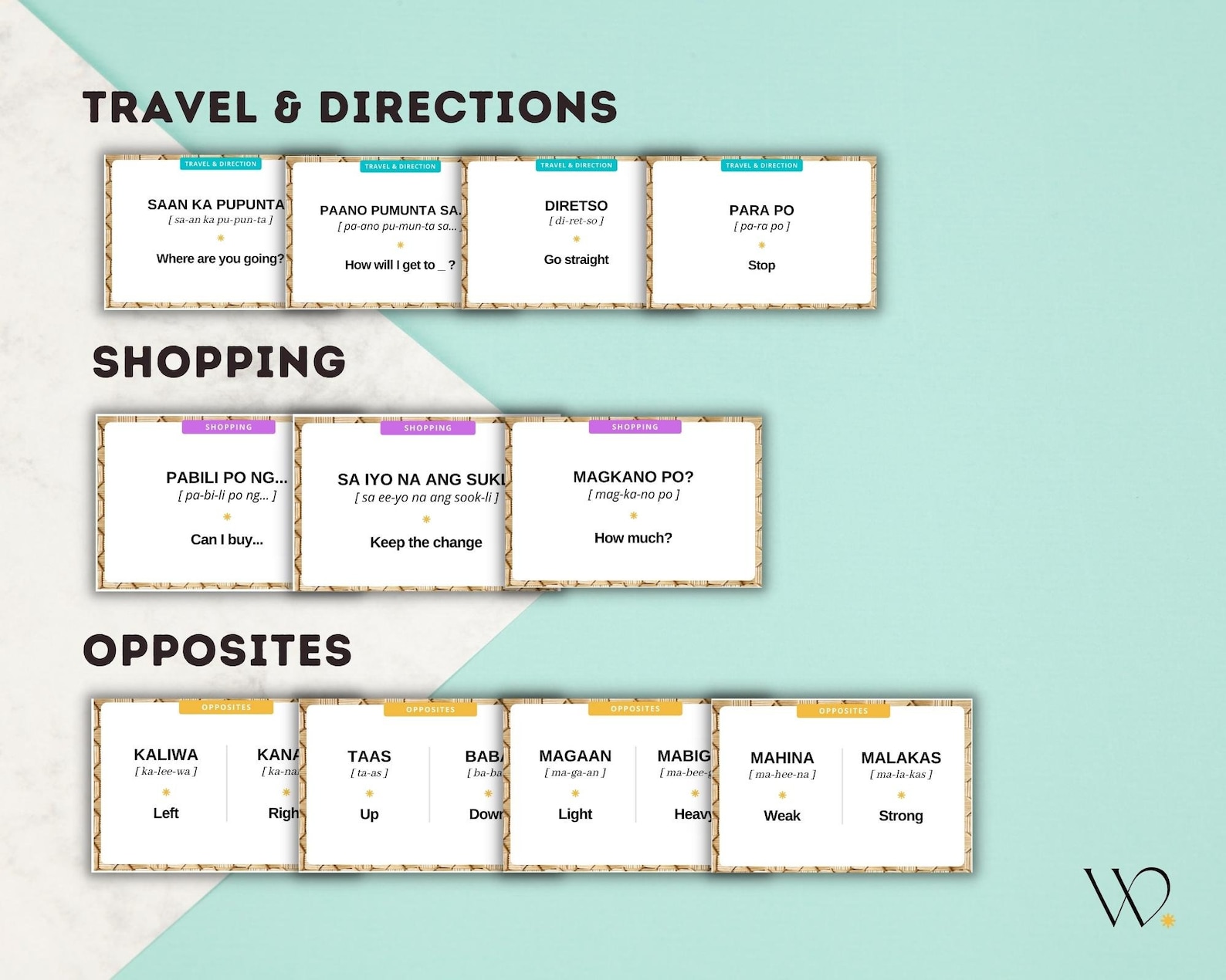 Essential Filipino Phrases 110 Cards Flashcards - Filipino W/ English ...