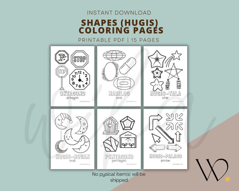 Filipino Shapes Coloring Pages 15 Printable PDF | Shapes (hugis ...