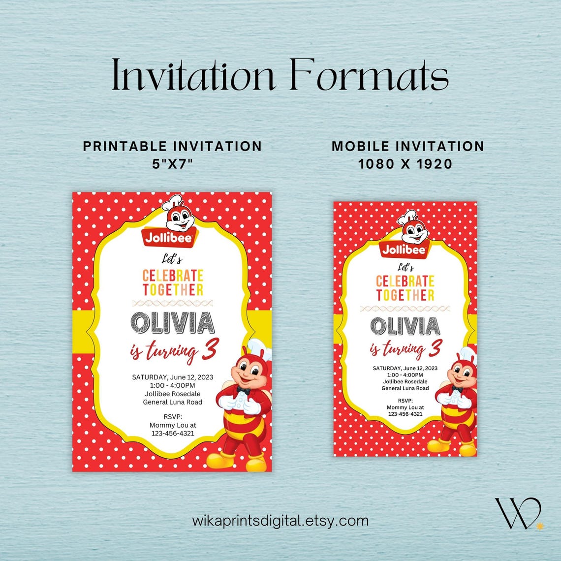 Editable Jollibee Birthday Invitation | Personalized Jollibee Birthday ...