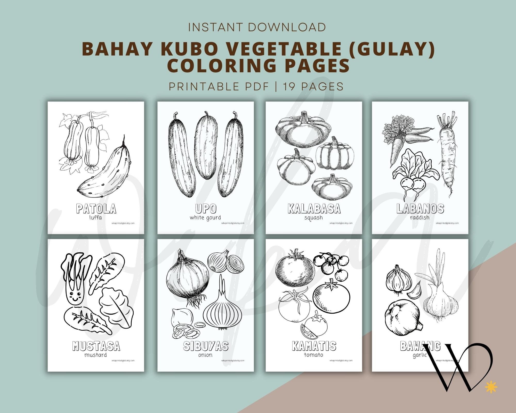 Vegetables Coloring Pages Bahay-kubo 19 Pages Printable PDF Filipino ...