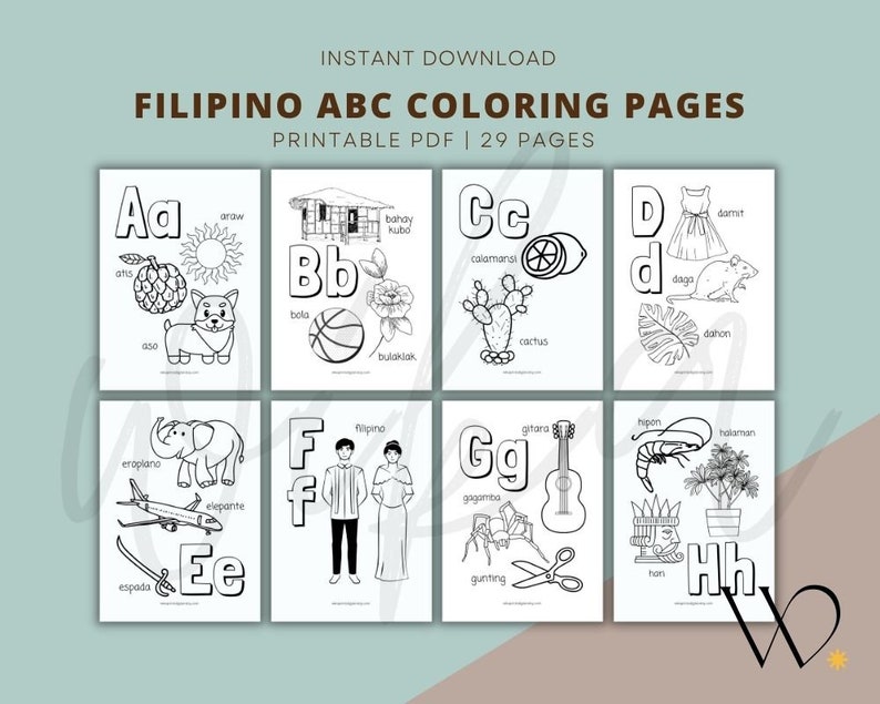 Filipino Alphabet Coloring Pages (29 Pages) Filipino Coloring Pages for ...