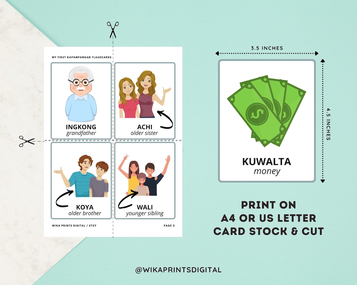 First Kapampangan Words Flashcards (72 Cards) W/ English Translation ...