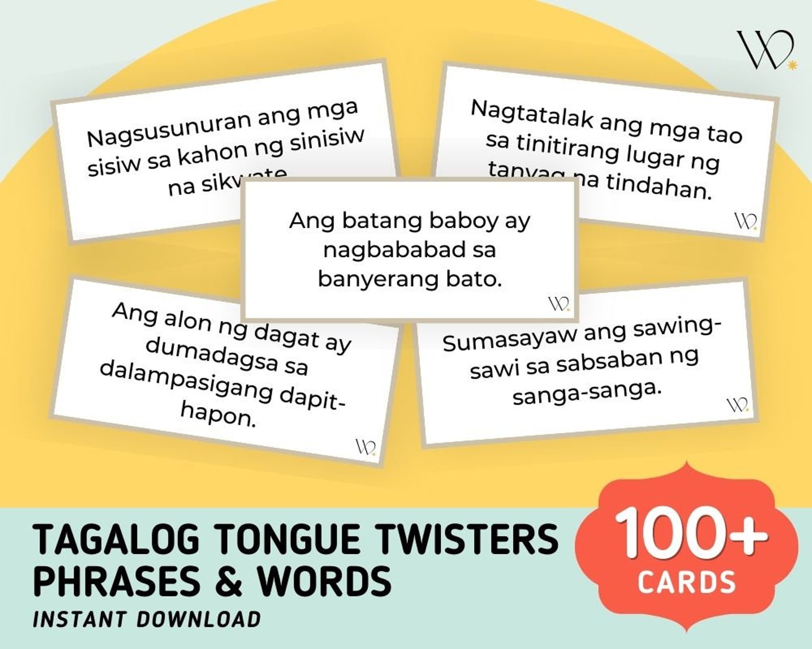 Tagalog Tongue Twisters Flashcards (100+ Cards) | Tagalog Phrases and ...