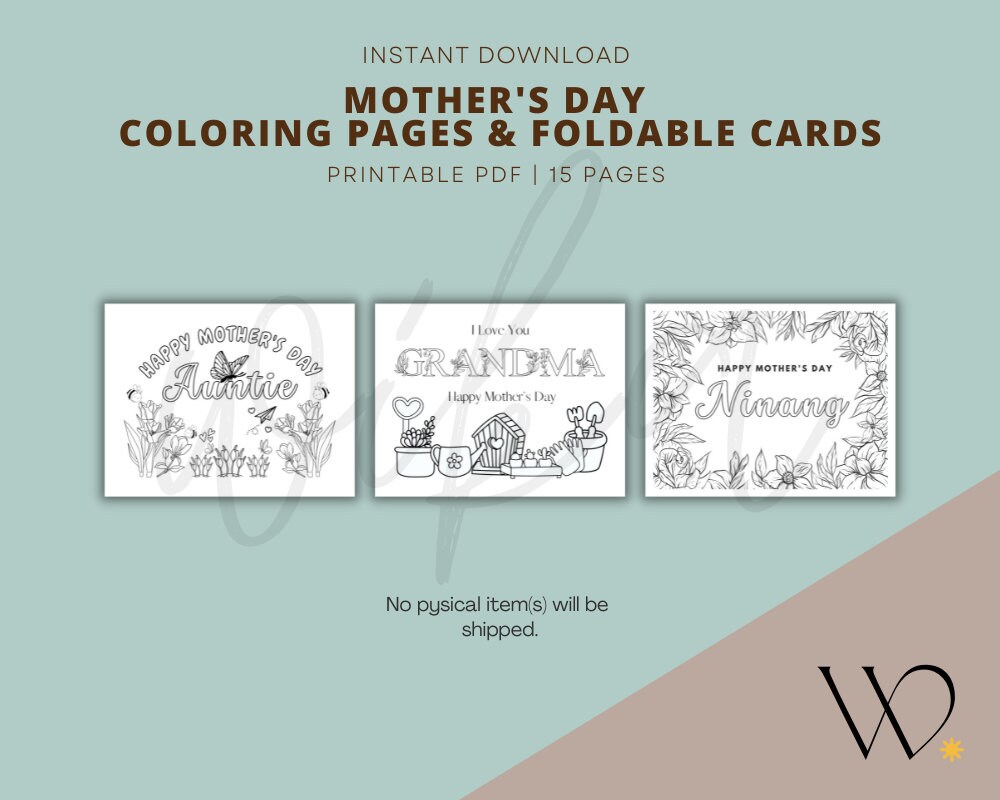 Mother's Day Coloring Cards Printable | 15 Printable PDF | Filipino ...