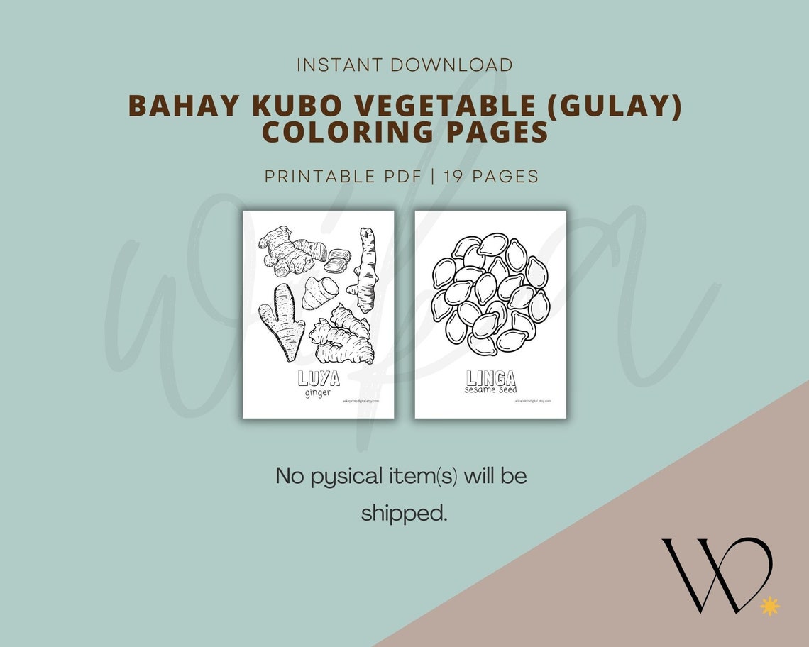 Vegetables Coloring Pages Bahay-kubo 19 Pages Printable PDF - Etsy Canada