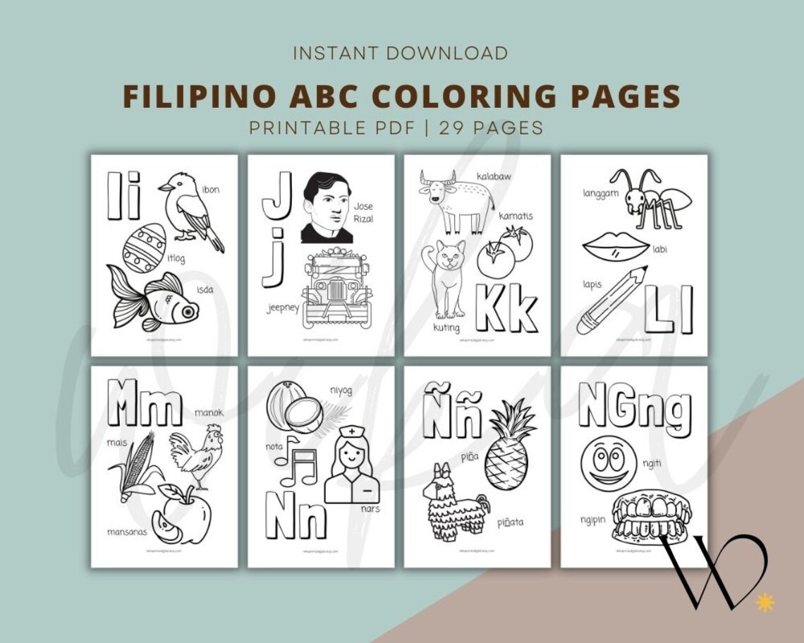 Filipino ABC Coloring Pages 29 Printable PDF Filipino ABC Coloring Book ...
