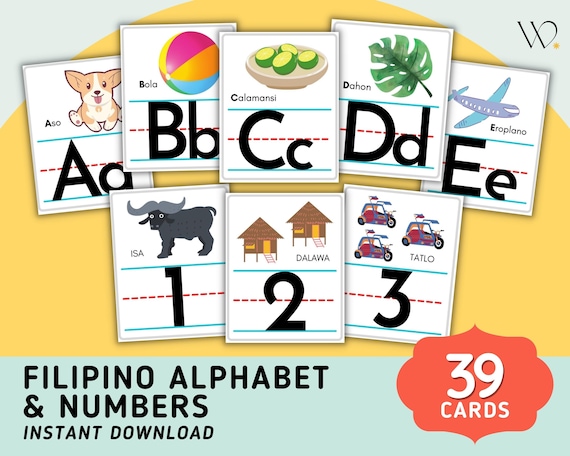 Filipino Alphabet With Numbers Flashcards Filipino - Etsy