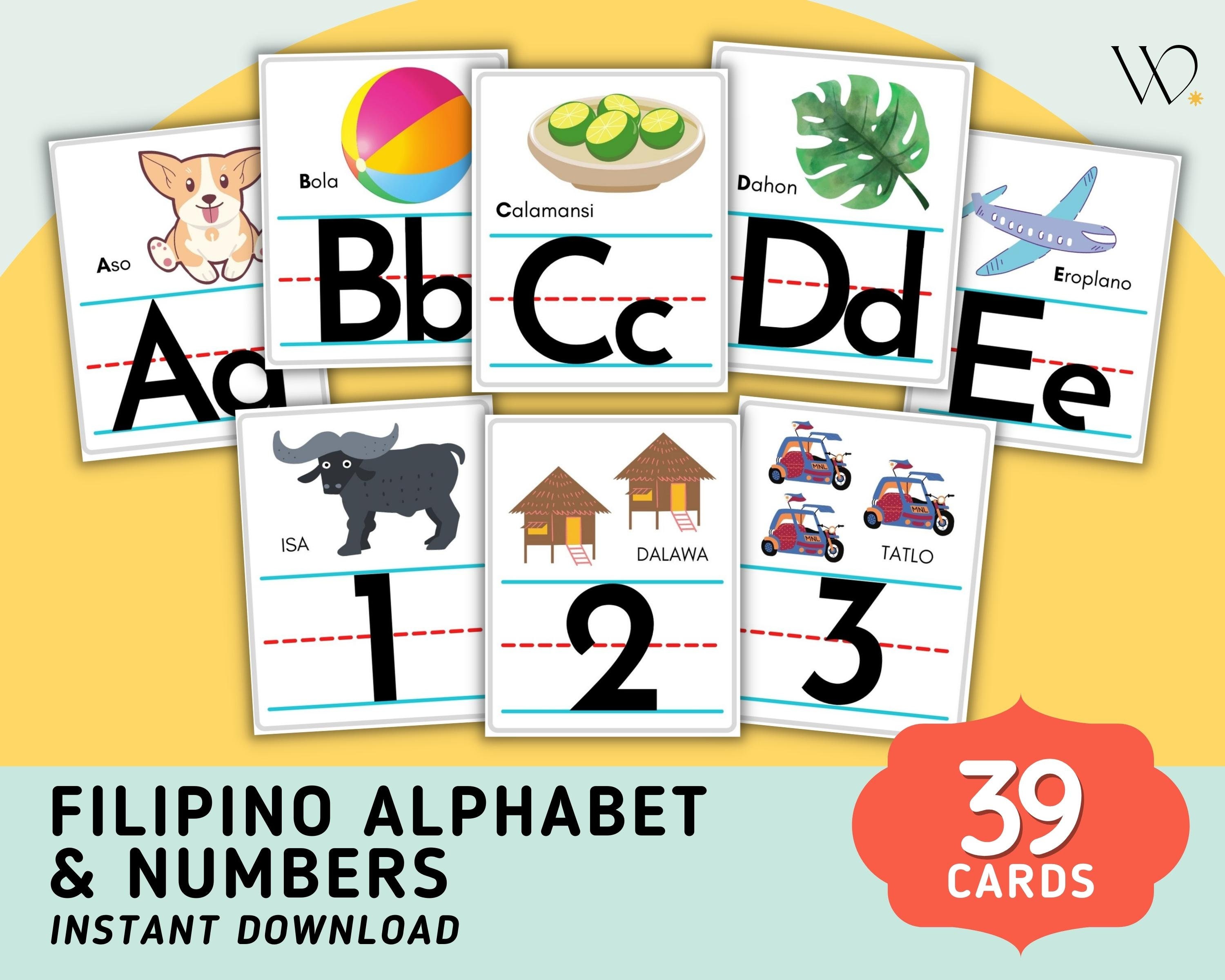 Filipino Alphabet With Numbers Flashcards Filipino Flashcards Printable ...