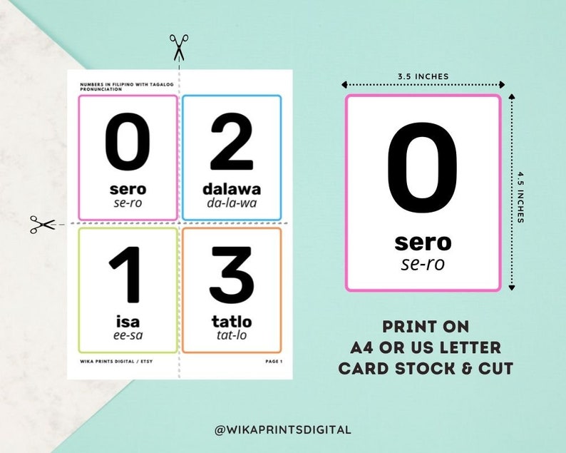 Numbers in Filipino (21 Cards) Flashcards- Tagalog Flashcards With ...
