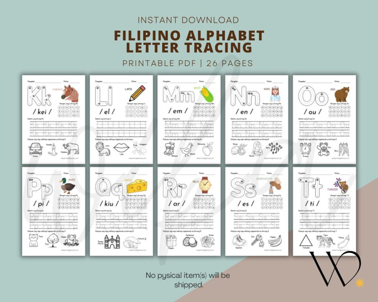 Filipino Alphabet Letter Tracing (26 Pages) Filipino Worksheet for ...