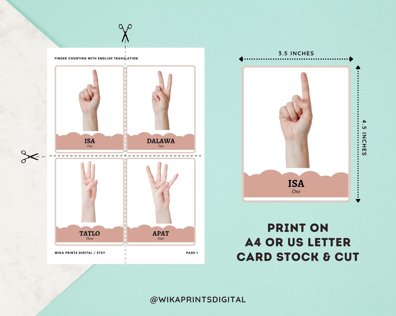 Finger Counting (10 Cards) Flashcards - Tagalog Numbers Flashcards With ...