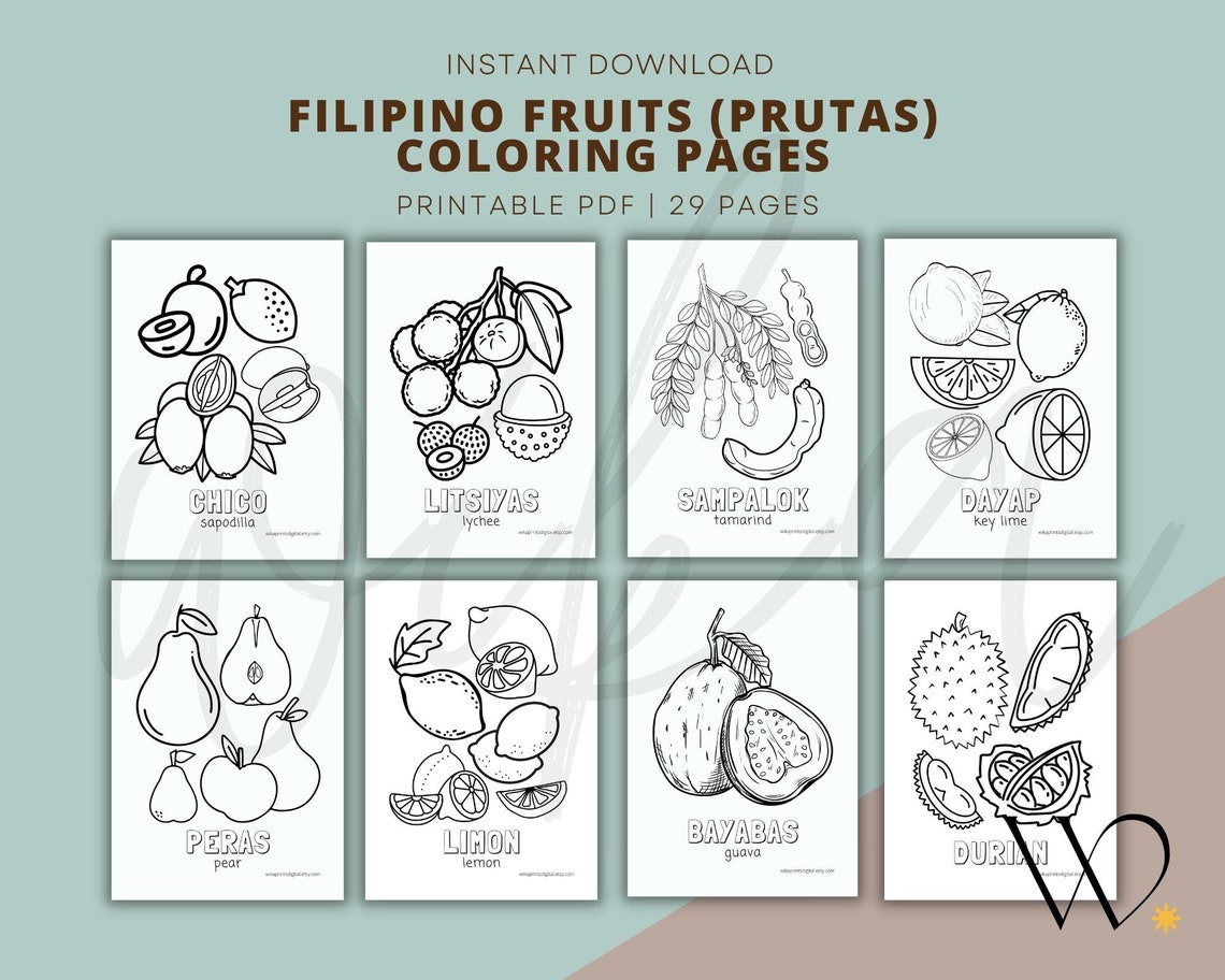Fruits Coloring Pages (29 Pages) in Tagalog | Filipino Coloring Pages ...