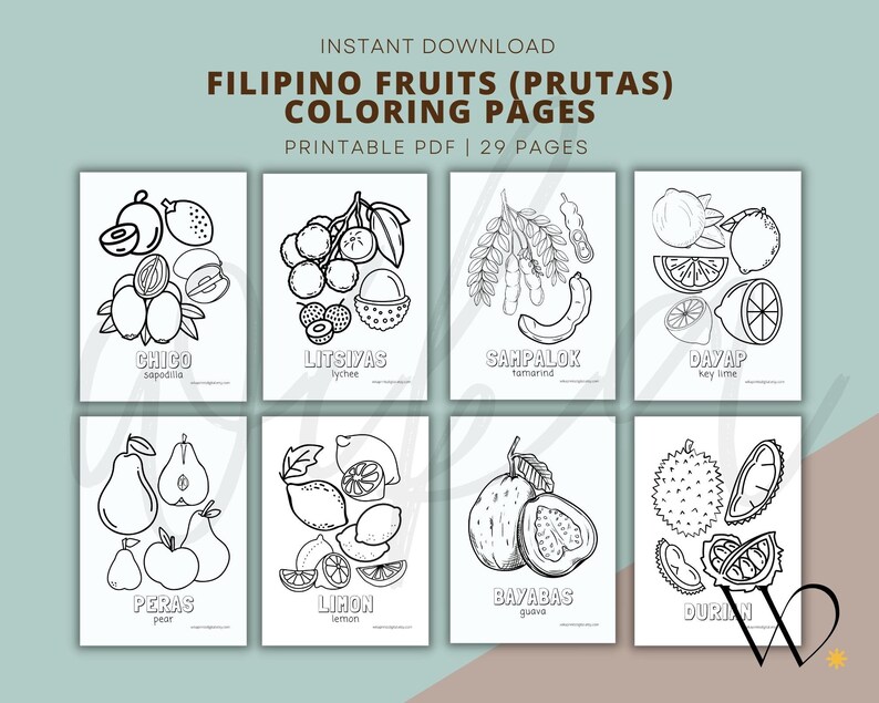 Fruits Coloring Pages (29 Pages) in Tagalog | Filipino Coloring Pages ...