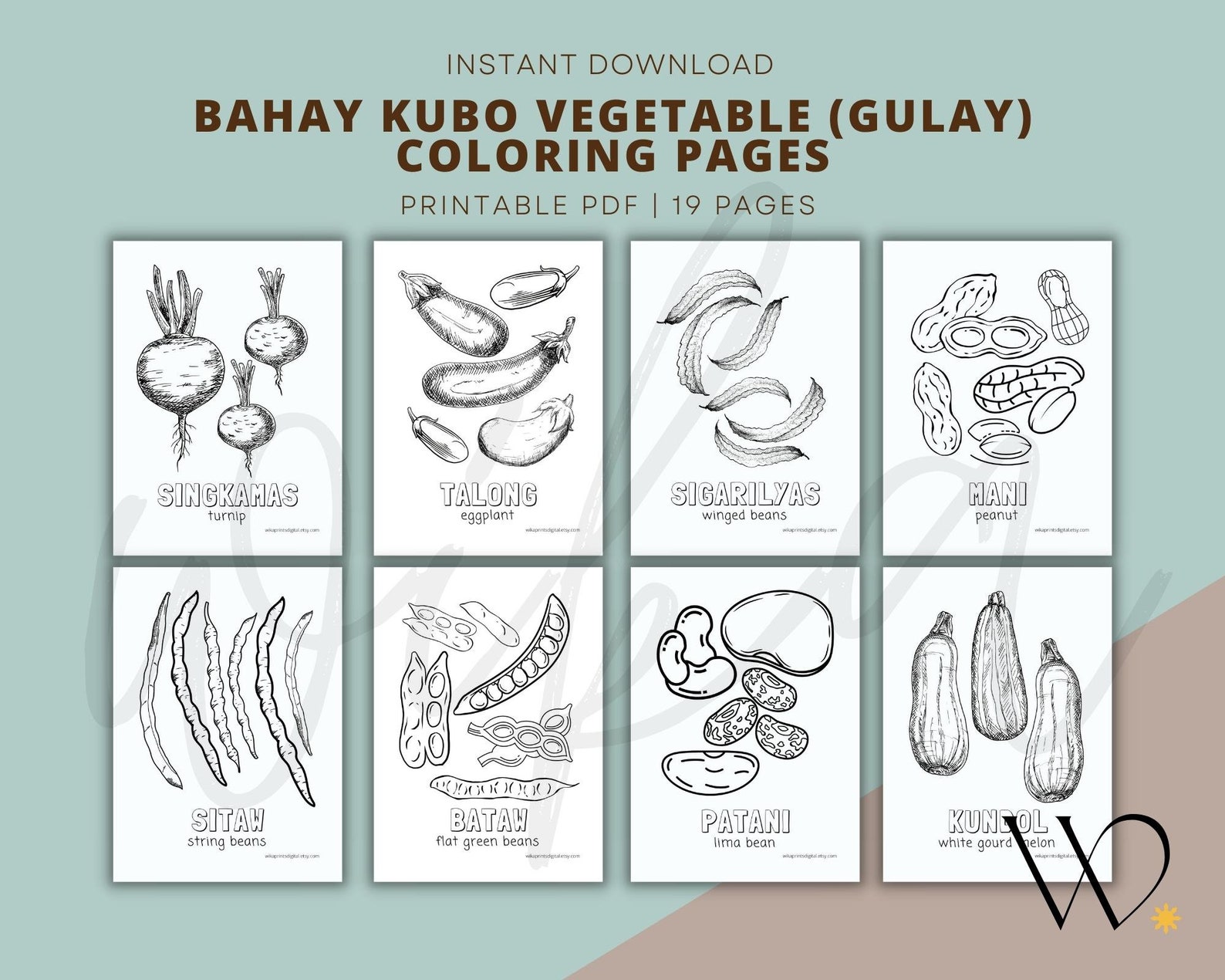 Vegetables Coloring Pages Bahay-kubo 19 Pages Printable PDF Filipino ...