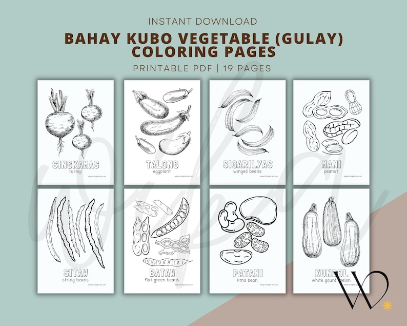 Vegetables Coloring Pages (19 Pages) Printable PDF | Bahay Kubo ...