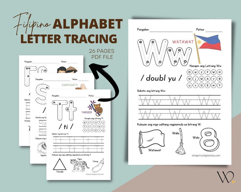 Filipino Alphabet Letter Tracing (26 Pages) Filipino Worksheet for ...