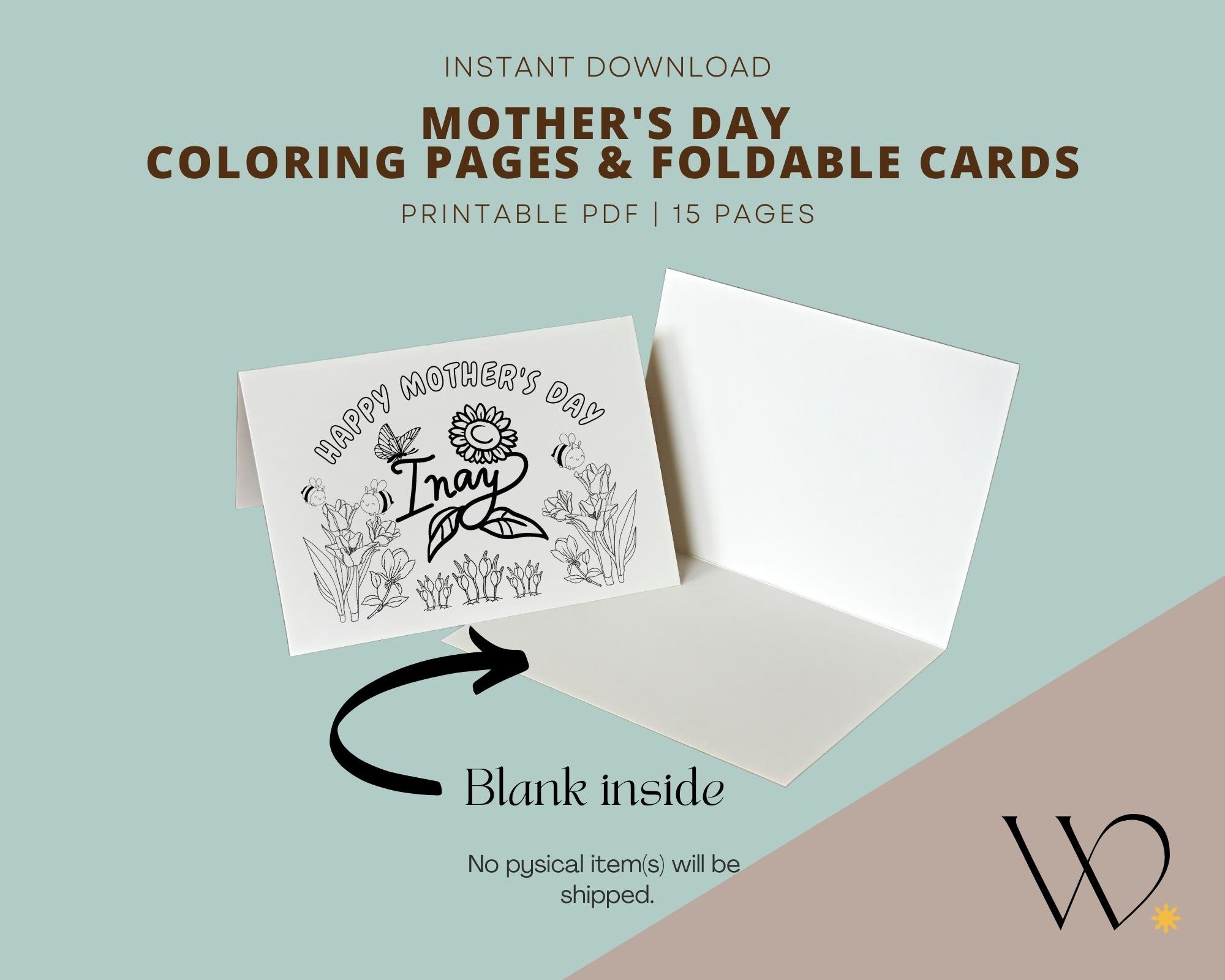 Mother's Day Coloring Cards Printable | 15 Printable PDF | Filipino ...