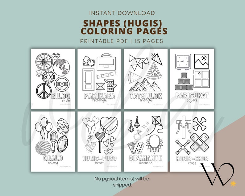 Filipino Shapes Coloring Pages 15 Printable PDF | Shapes (hugis ...