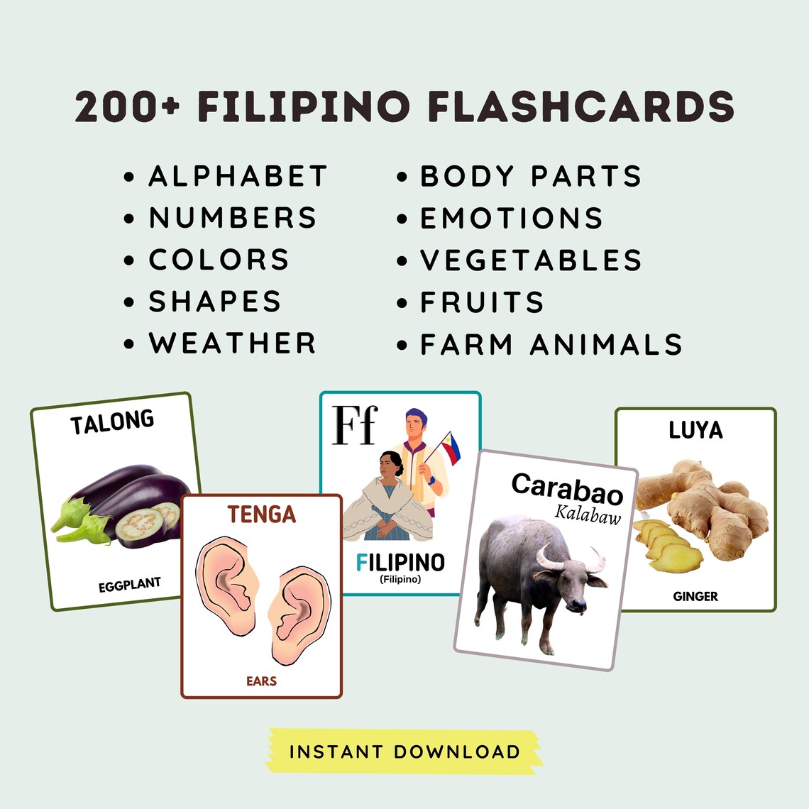 Filipino Flashcards Mega Bundle (200+ Cards) | Tagalog-english ...