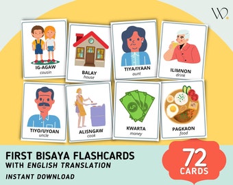 Basic Filipino Words 64 Cards Flashcards Tagalog Flashcards With ...