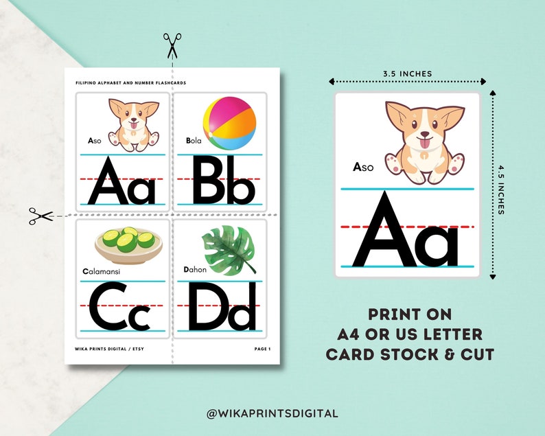 Filipino Alphabet With Numbers Flashcards - Tagalog Alphabet Flashcards ...
