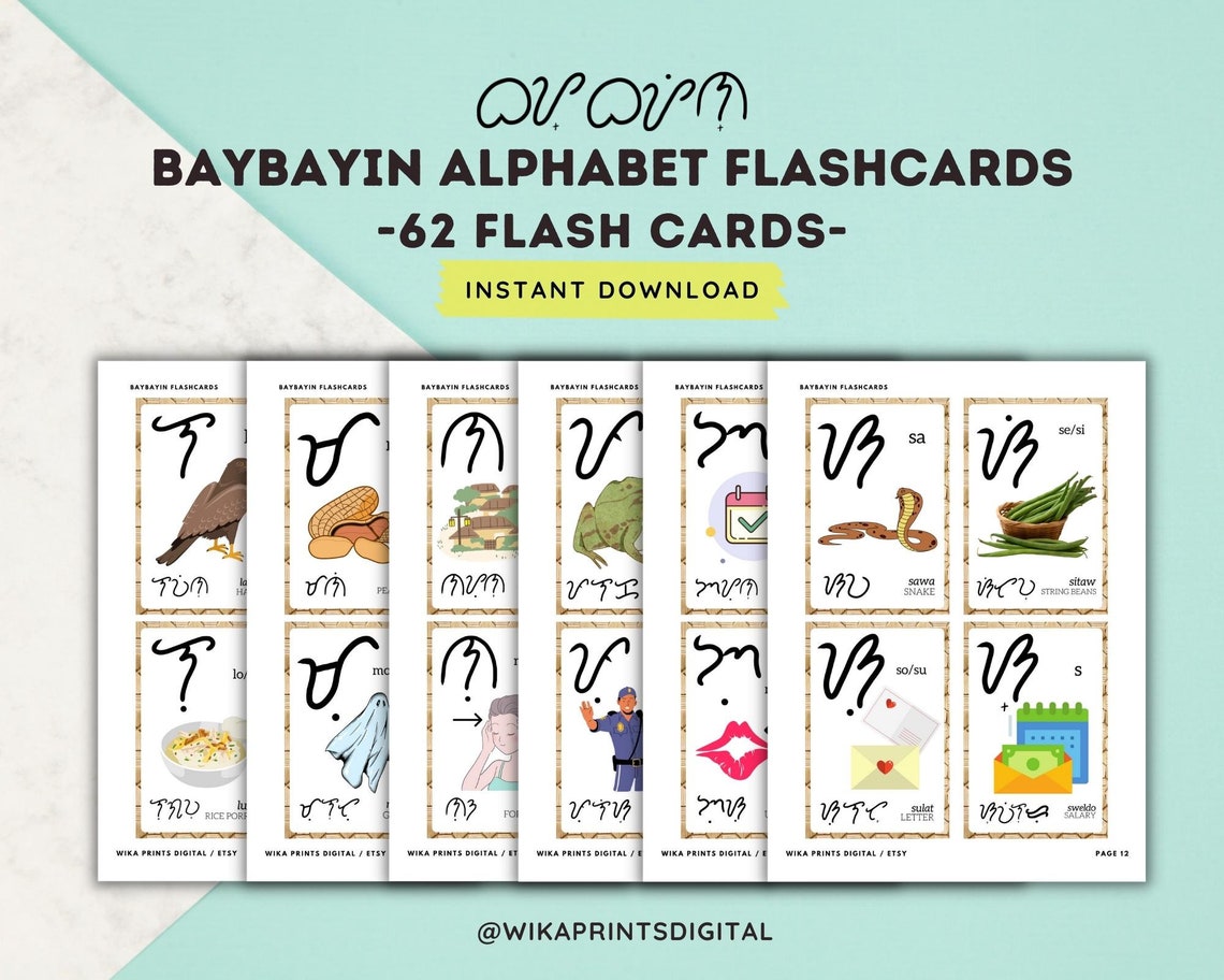 Baybayin Alphabet 62 Cards Flashcards Filipino Alphabet - Etsy Nederland