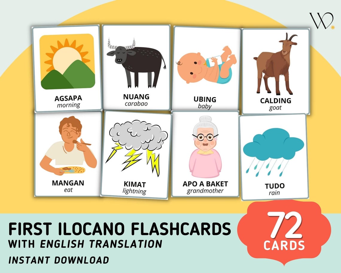 First Ilocano Words Flashcards 72 Cards W English Etsy