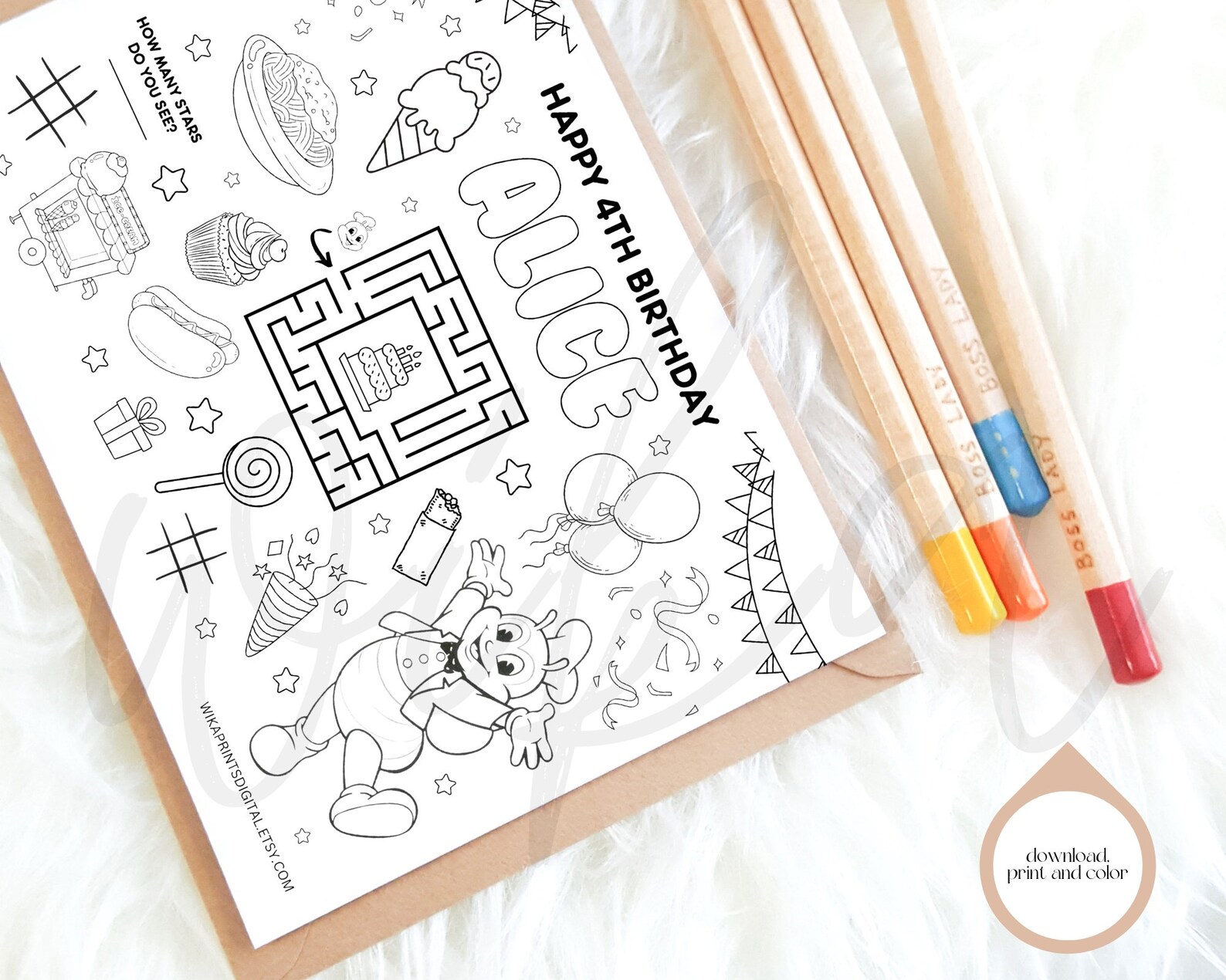 Printable Jollibee Coloring Placemat | Personalized Birthday Coloring ...