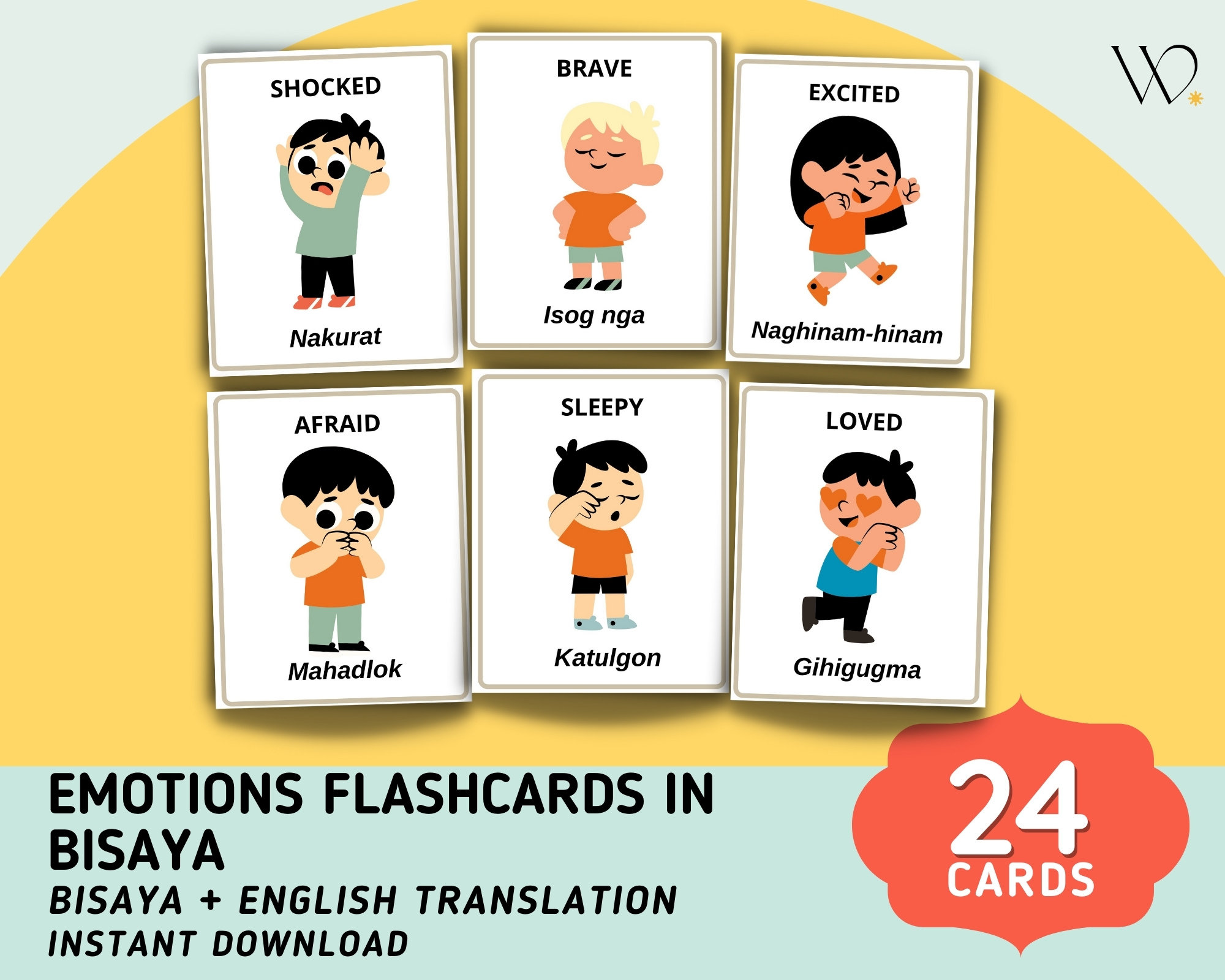 Emotions in Bisaya Flashcards (24 Cards) With English Translation ...