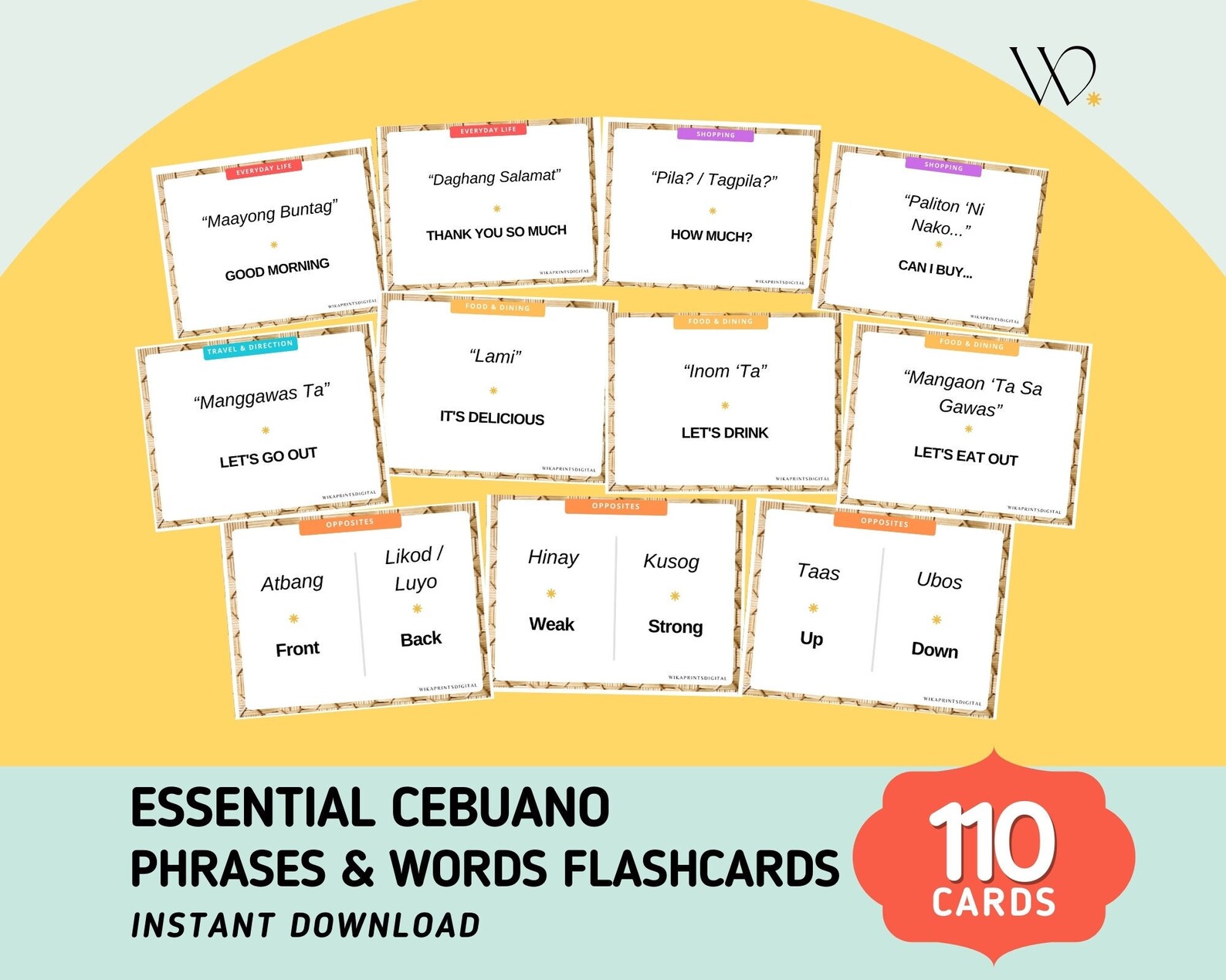 Essential Cebuano Phrases (110 Cards) Flashcards - Cebuano English Translation Flashcards ...