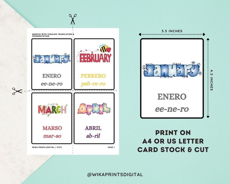 Days and Months With Tagalog Translation and Pronunciation - Printable ...