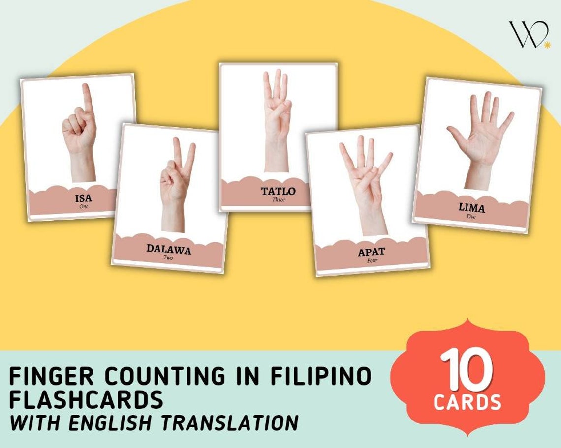 Finger Counting 10 Cards Flashcards Tagalog Flashcards | Etsy