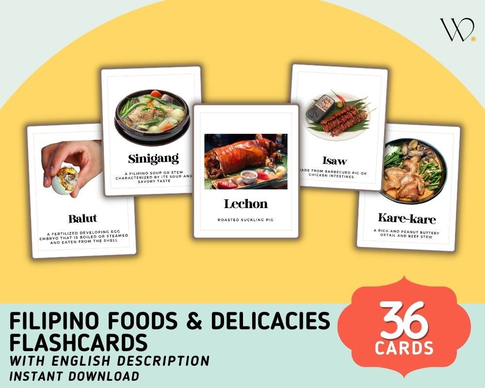 Filipino Foods Delicacies Flashcards (36 Cards) Filipino Flashcards ...