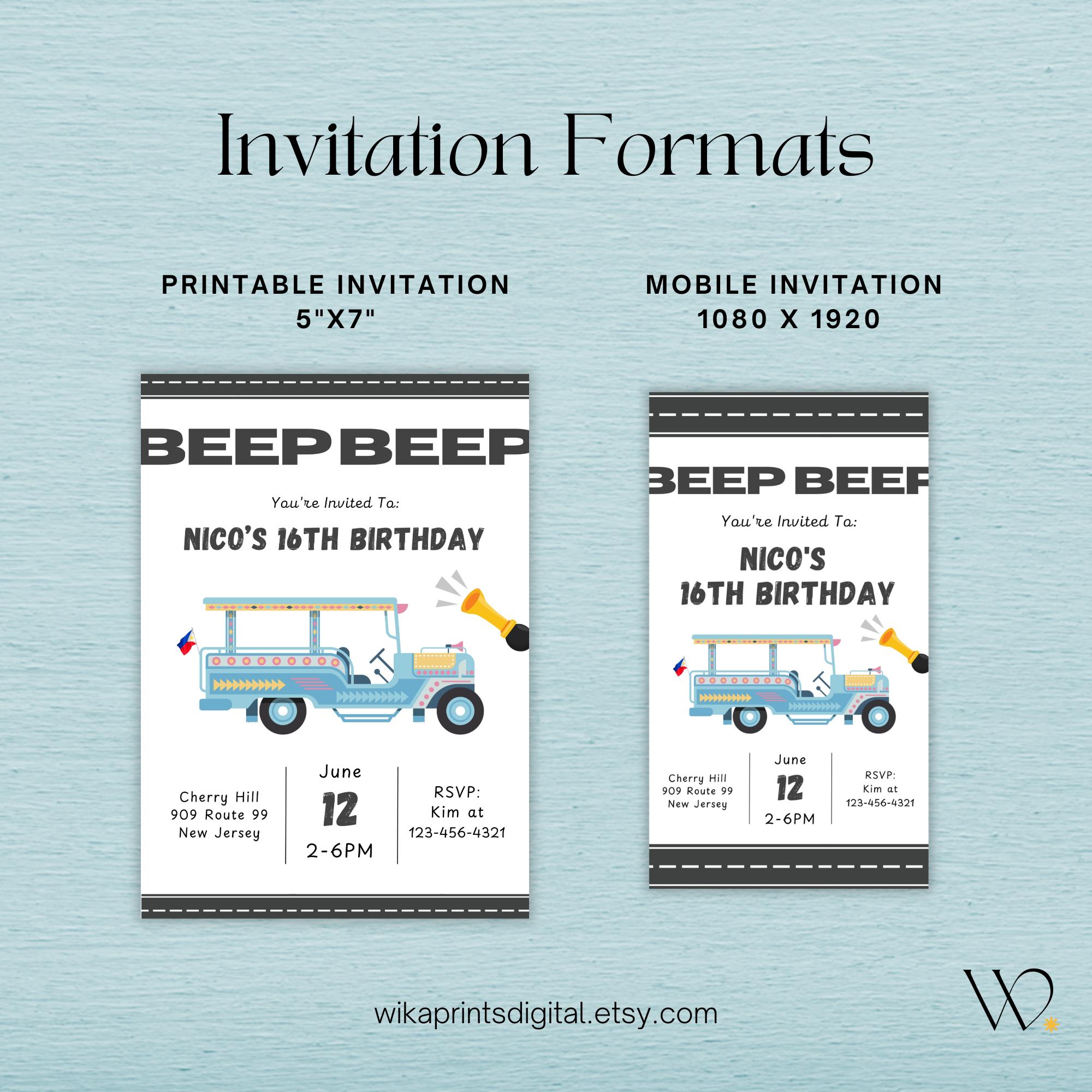 Editable Filipino Jeepney Birthday Invitation | Filipino Theme Party ...