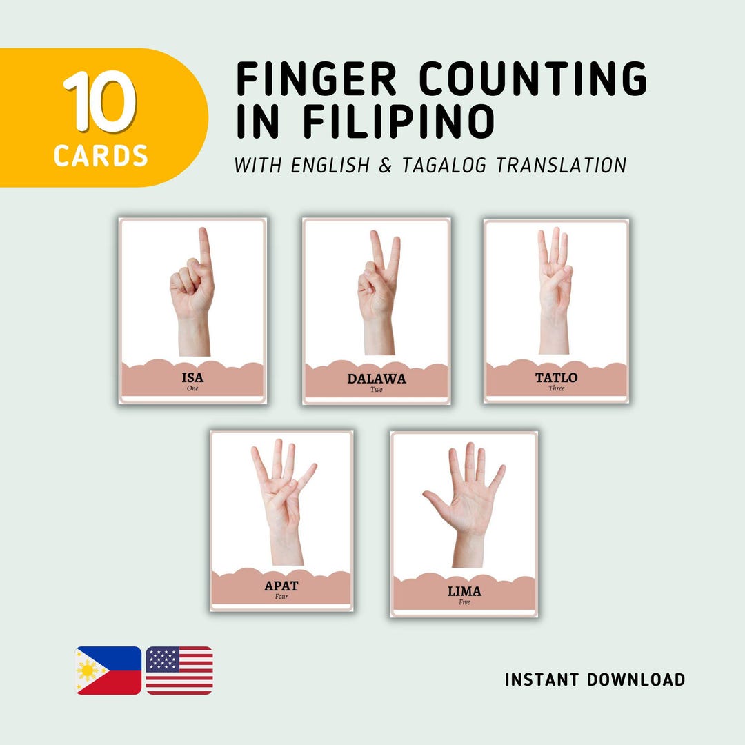 Finger Counting (10 Cards) Flashcards - Tagalog Numbers Flashcards With ...