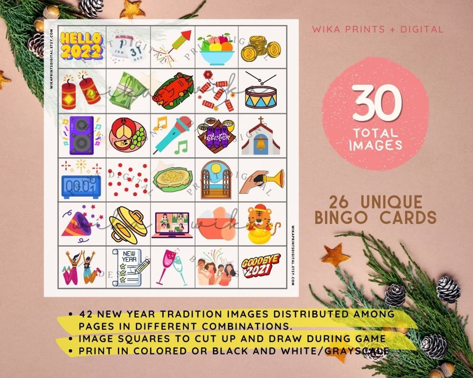 New Year Bingo 26 Cards Unique Filipino Tradition Images - Etsy