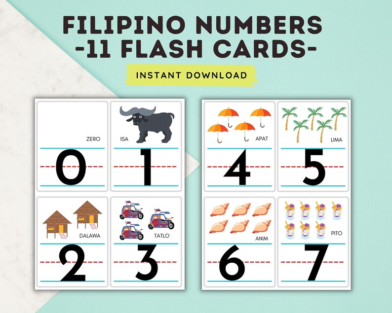 Filipino Alphabet With Numbers Flashcards - Tagalog Alphabet Flashcards ...