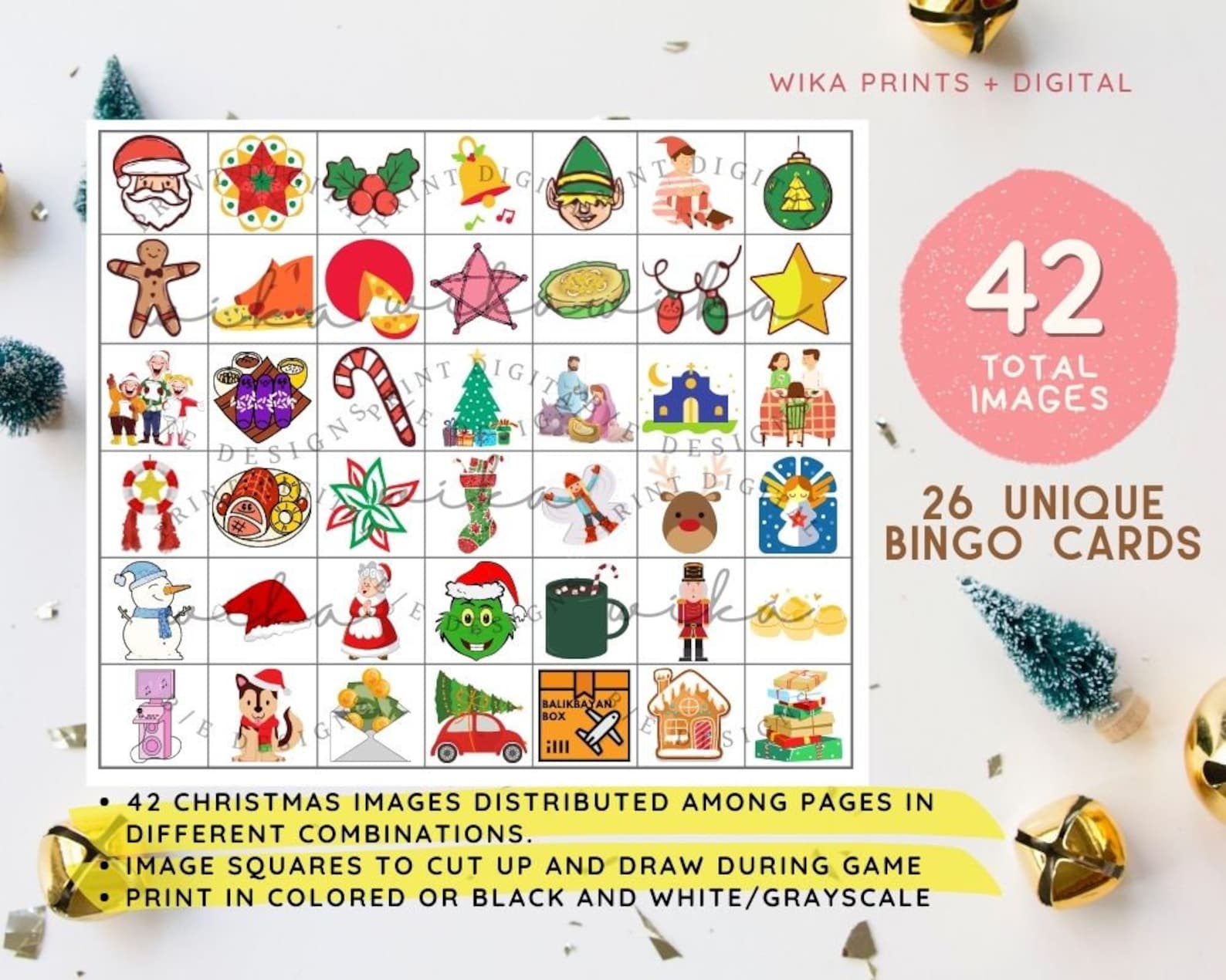 Pinoy Bingo Game (26 Cards) Unique Filipino Christmas Images ...