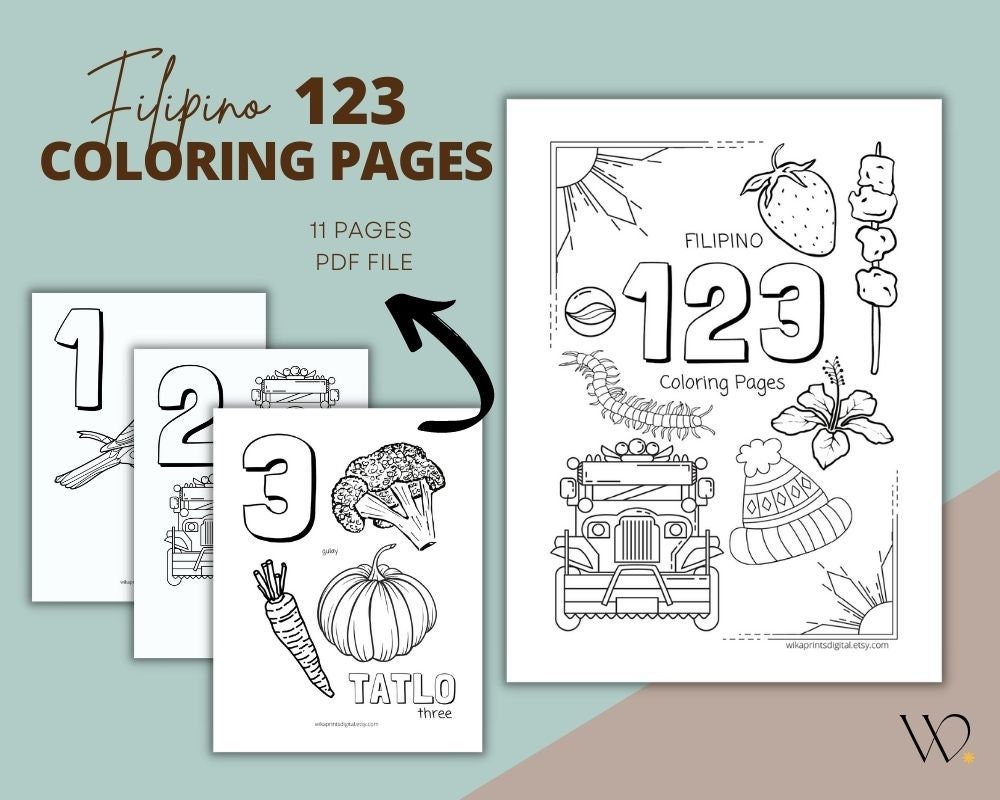 Filipino Numbers Coloring Pages 11 Printable PDF, Tagalog Coloring Book ...