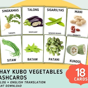 Bahay Kubo Vegetables 18 Cards Flashcards Tagalog Flashcards With ...