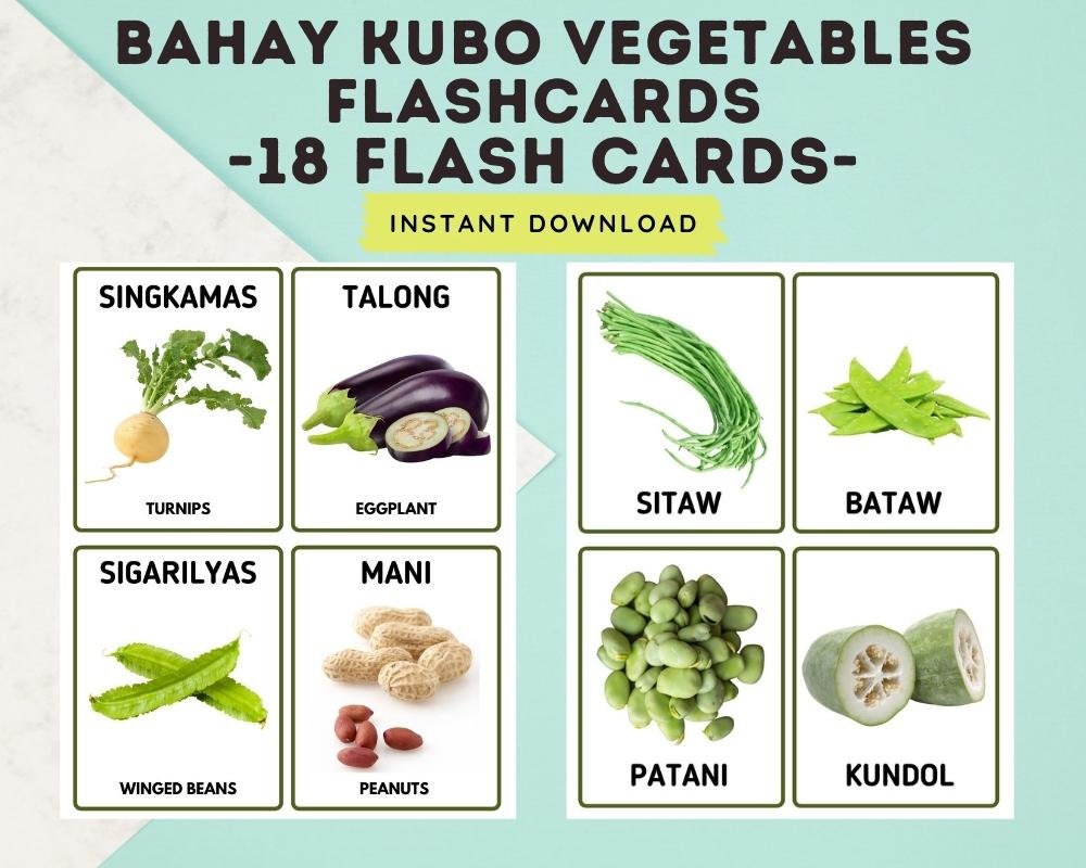 Bahay Kubo Vegetables (18 Cards) Flashcards - Tagalog Flashcards With ... Bahay Kubo Vegetables (18 Cards) Flashcards - Tagalog Flashcards With ...