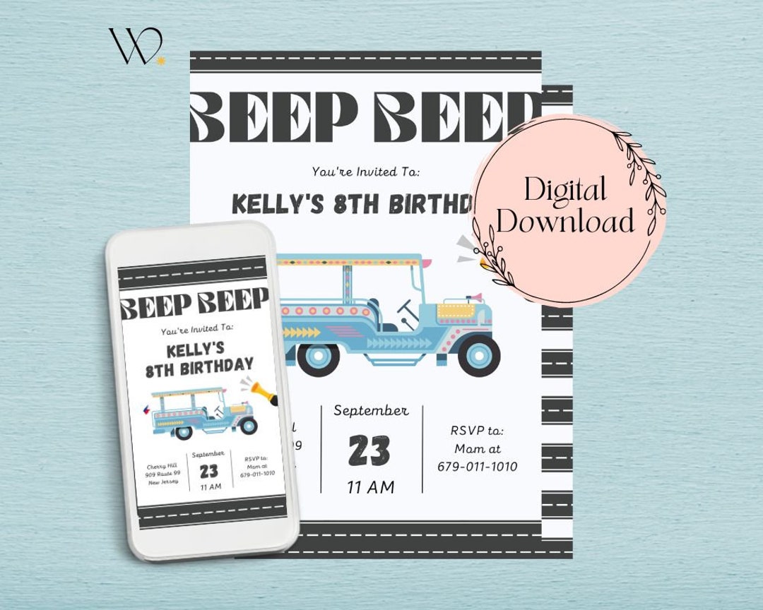 Jeepney Birthday Invitation Personalized Filipino Theme Party ...