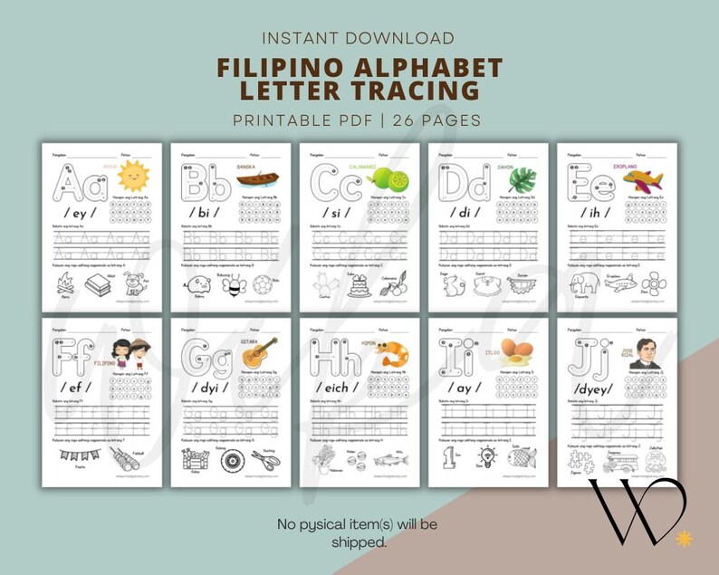 Filipino Alphabet Letter Tracing (26 Pages) Filipino Worksheet for ...
