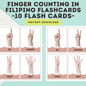 Finger Counting (10 Cards) Flashcards - Tagalog Numbers Flashcards With ...