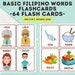 Basic Filipino Words (64 Cards) Flashcards - Tagalog Flashcards With ...