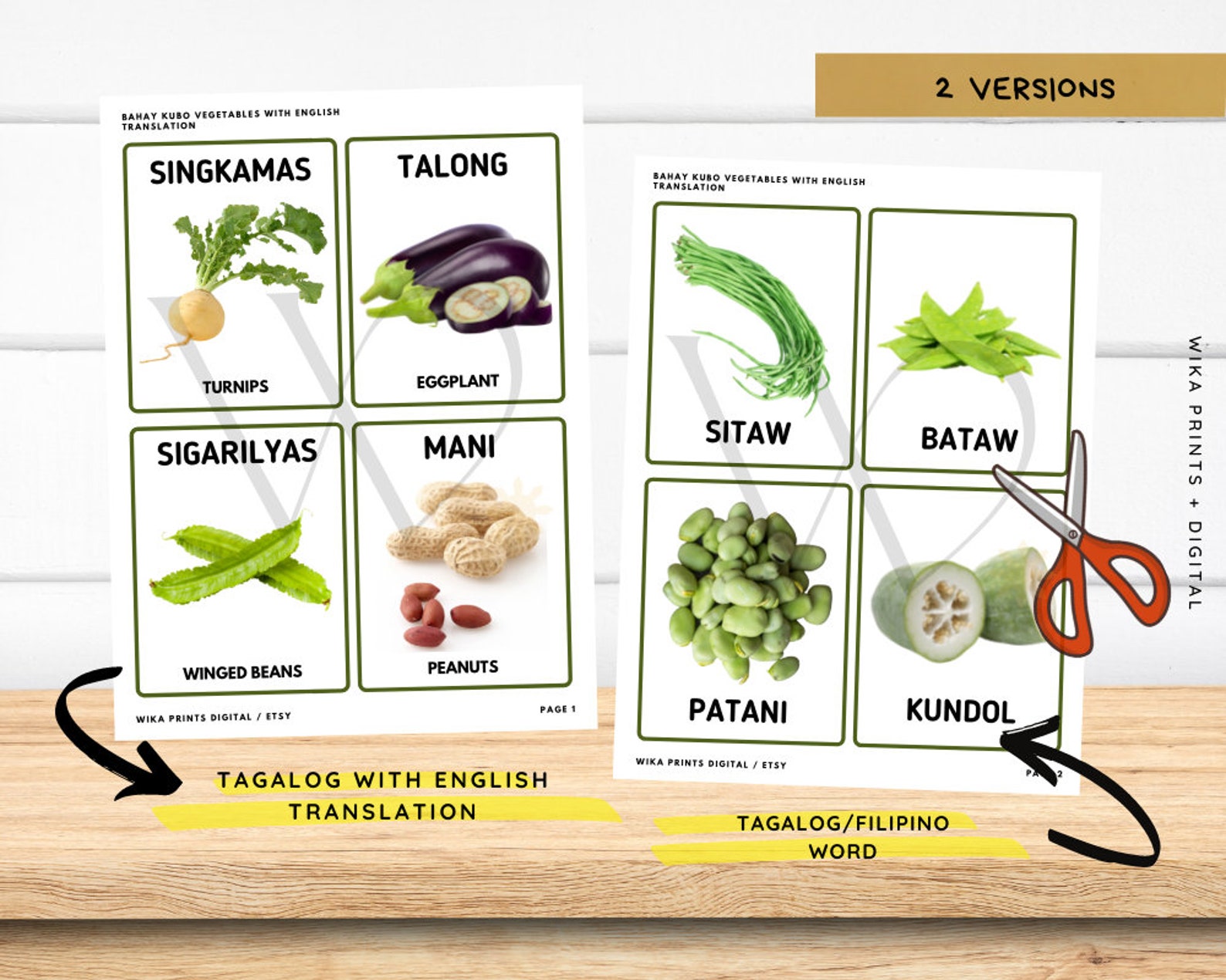 Bahay Kubo Vegetables 18 Cards Flashcards Tagalog | Etsy